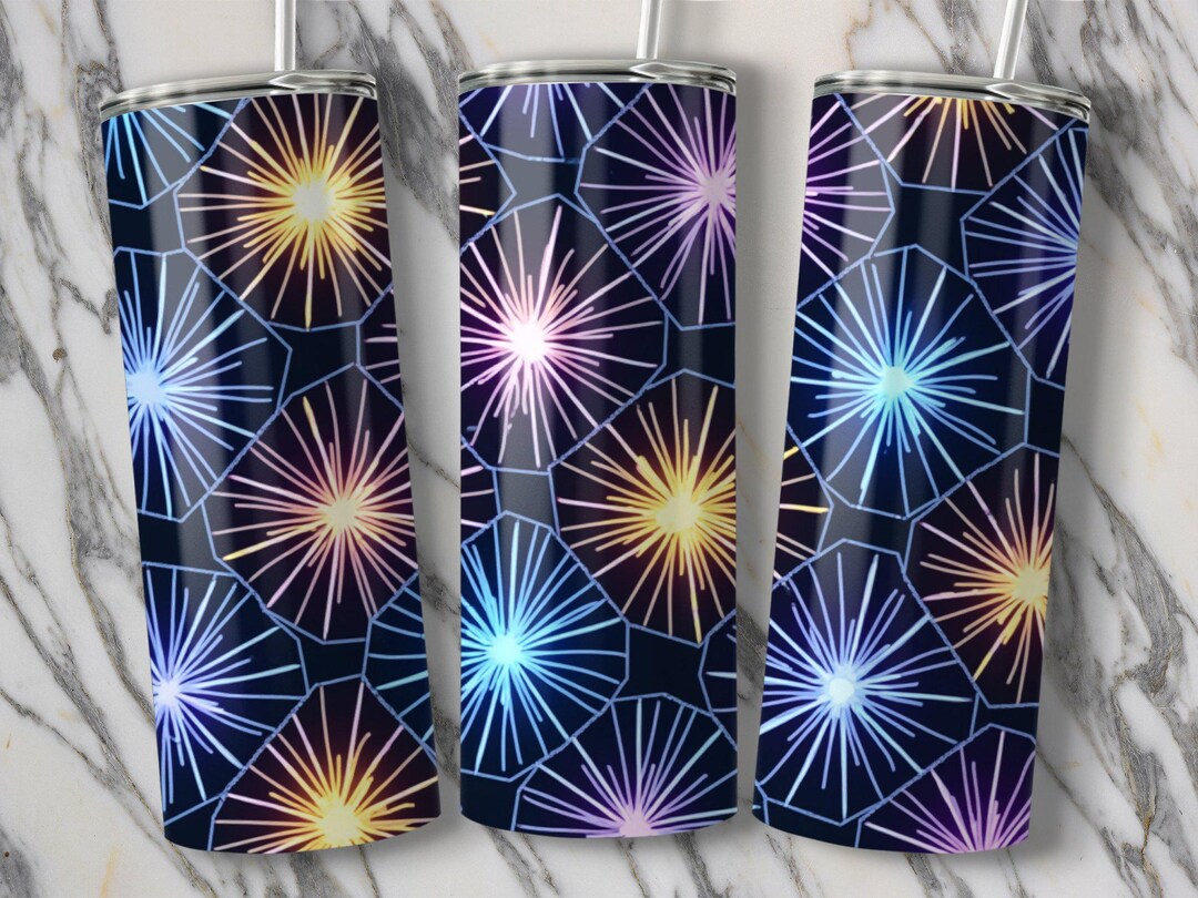 Neon Starburst Tumbler Wrap: Geometric Sublimation Design (digital PNG ...