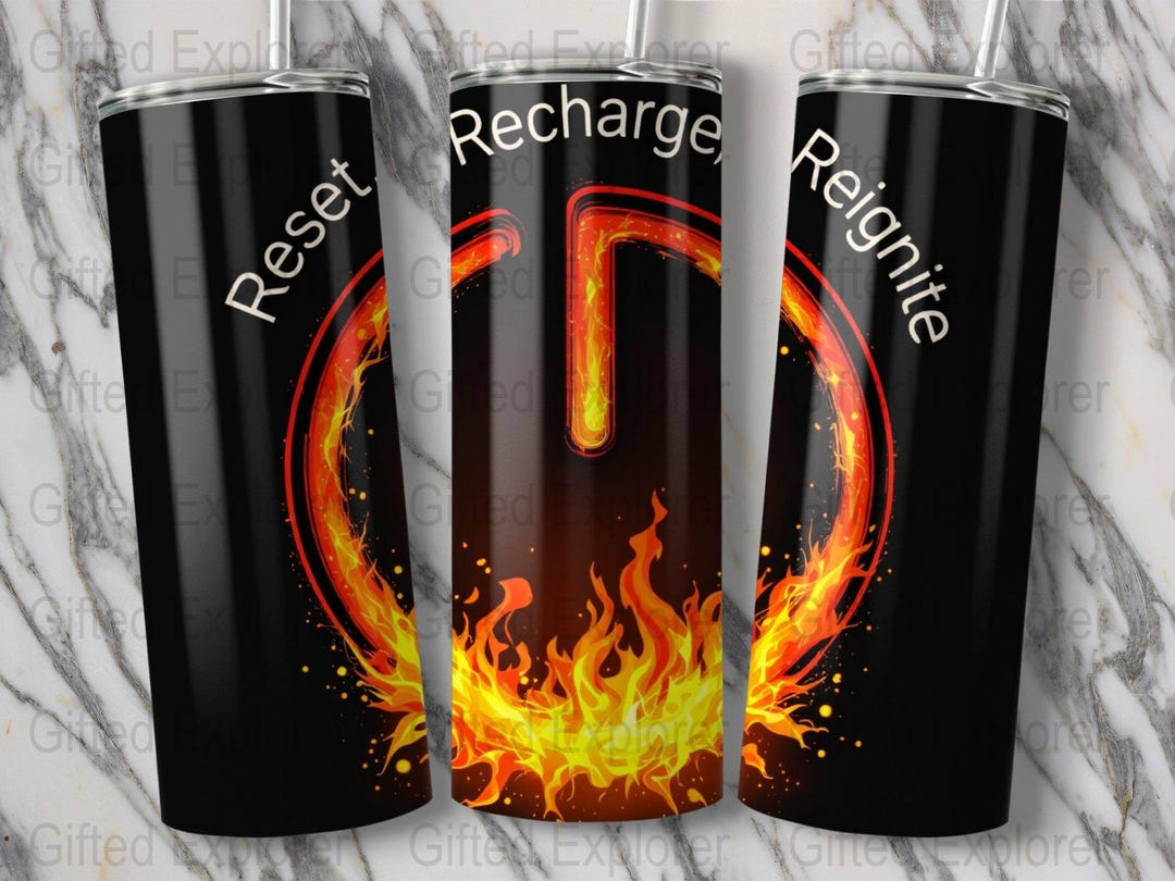 Reset Recharge Reignite Digital PNG for 20oz Tumbler, Tapered and ...