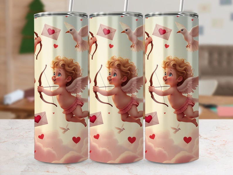 Cute Cherubs Digital PNG Overlay for Tumblers, Cupid Angel Cloud Scene ...