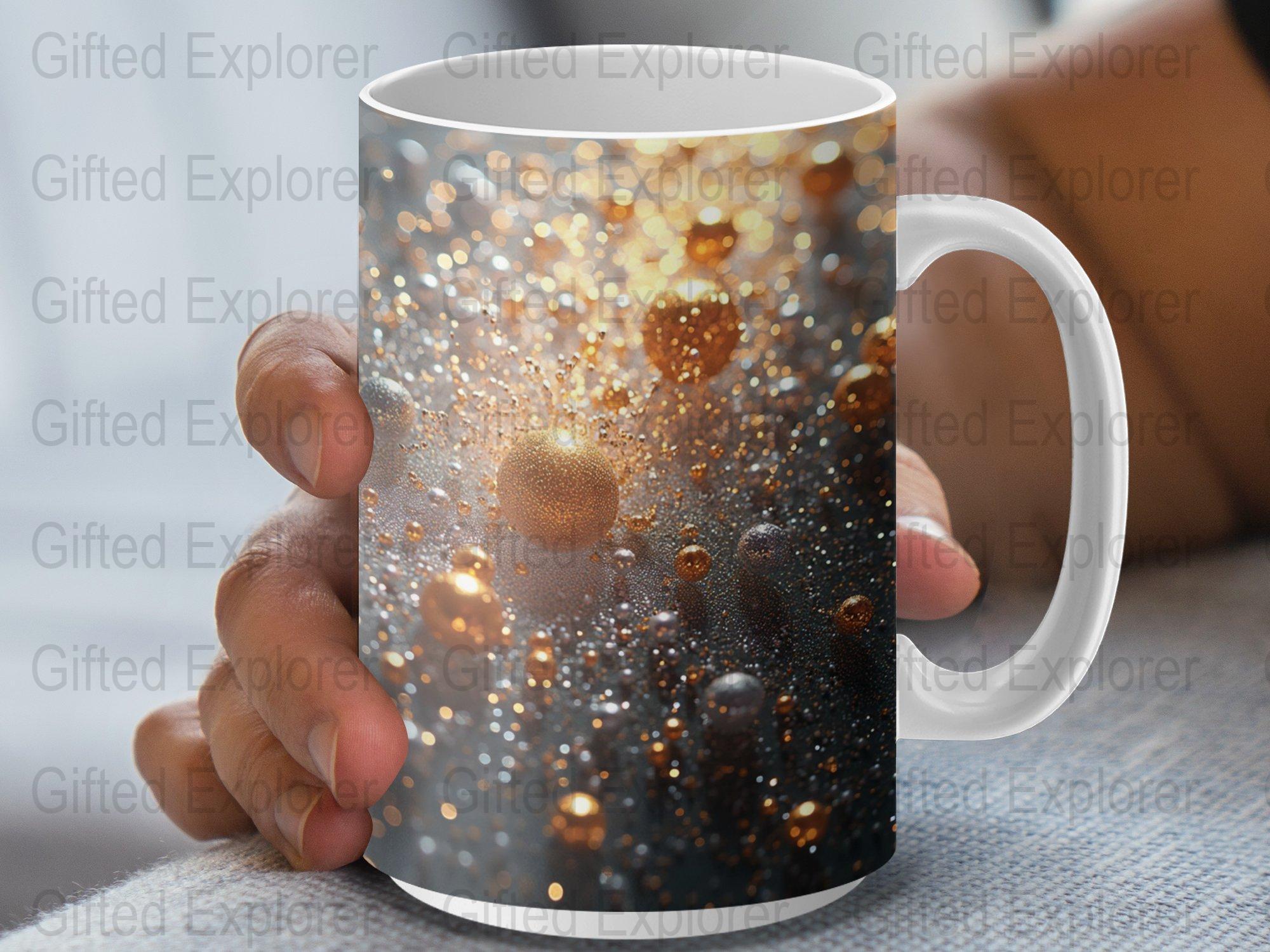 Glittering Gold and Silver Sparkle Digital Art PNG for 15oz Mug ...