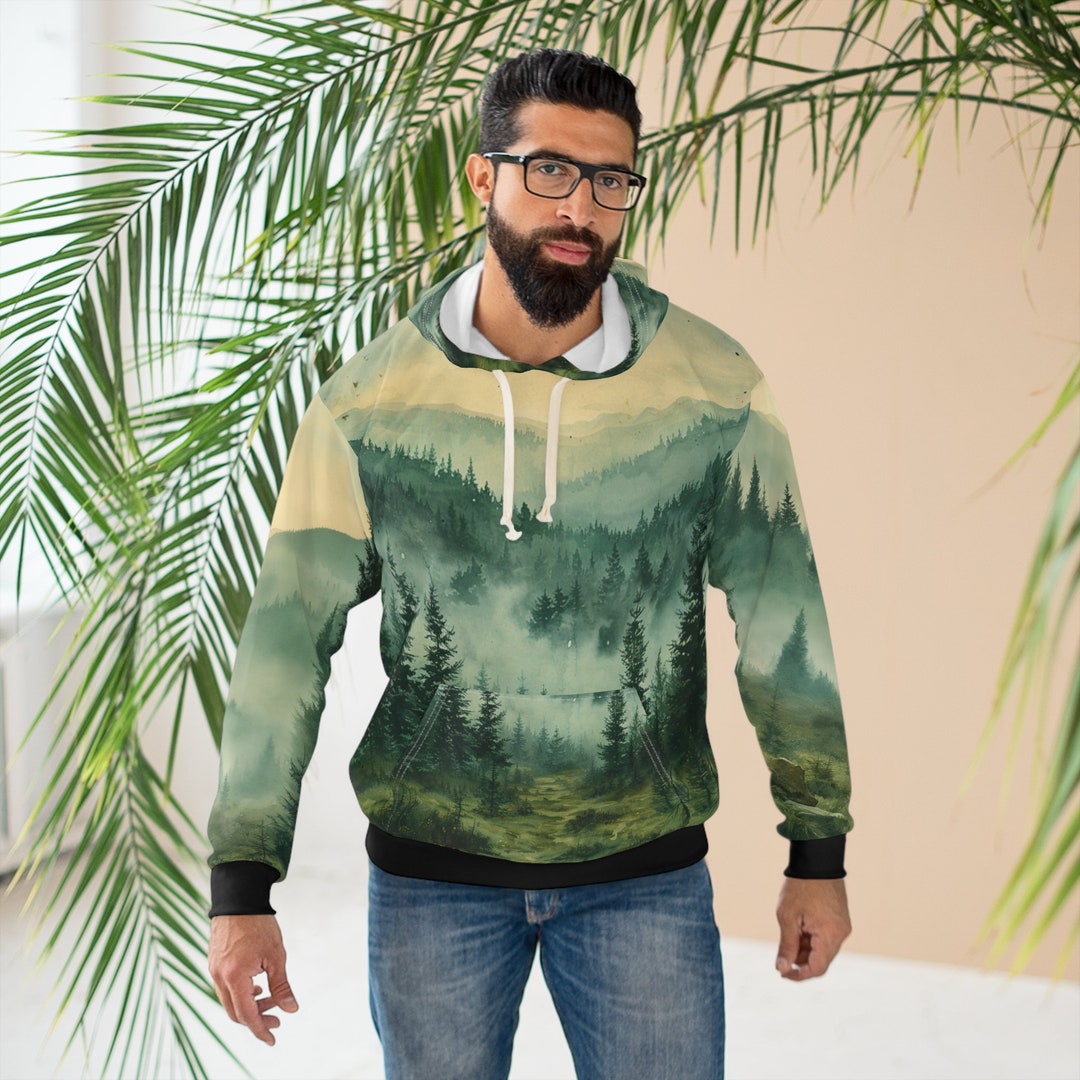 Night Forest Hoodie Cozy Unisex Sweatshirt for Wilderness Lovers, Soft ...