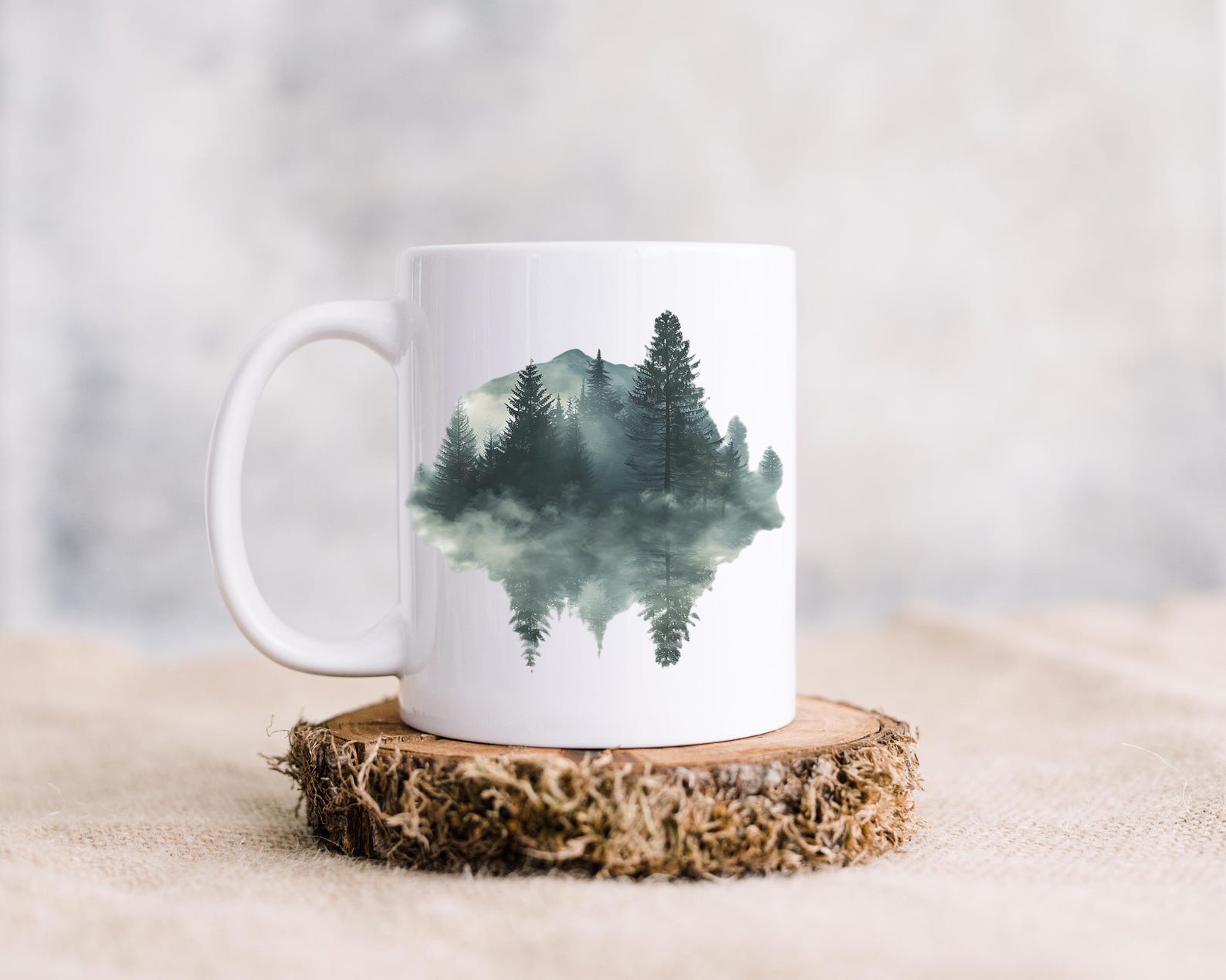 Pine Trees Coffee Mug Nature Lover Gift Ceramic Cup With Forest Design ...