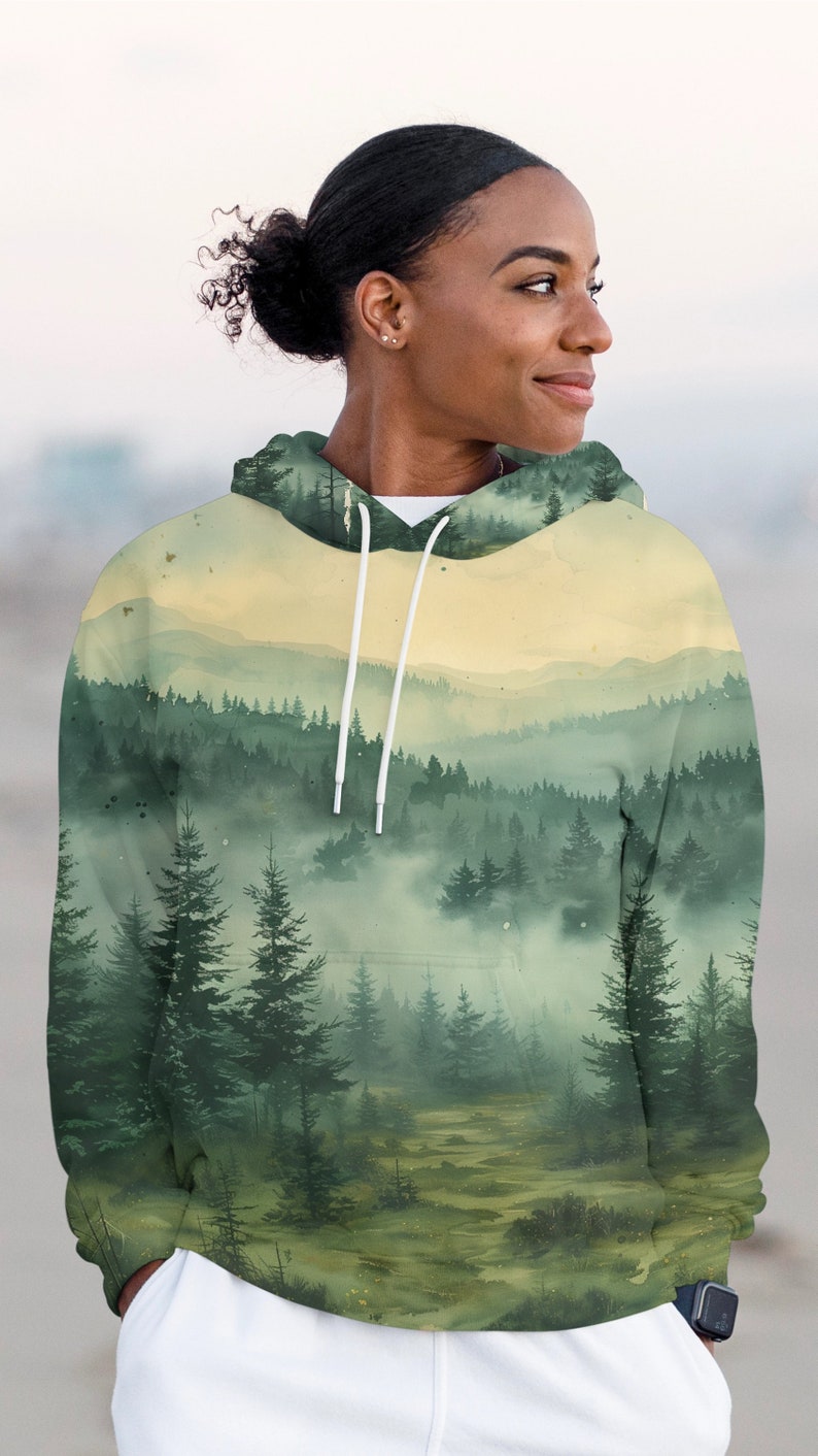 Night Forest Hoodie Cozy Unisex Sweatshirt for Wilderness Lovers, Soft ...