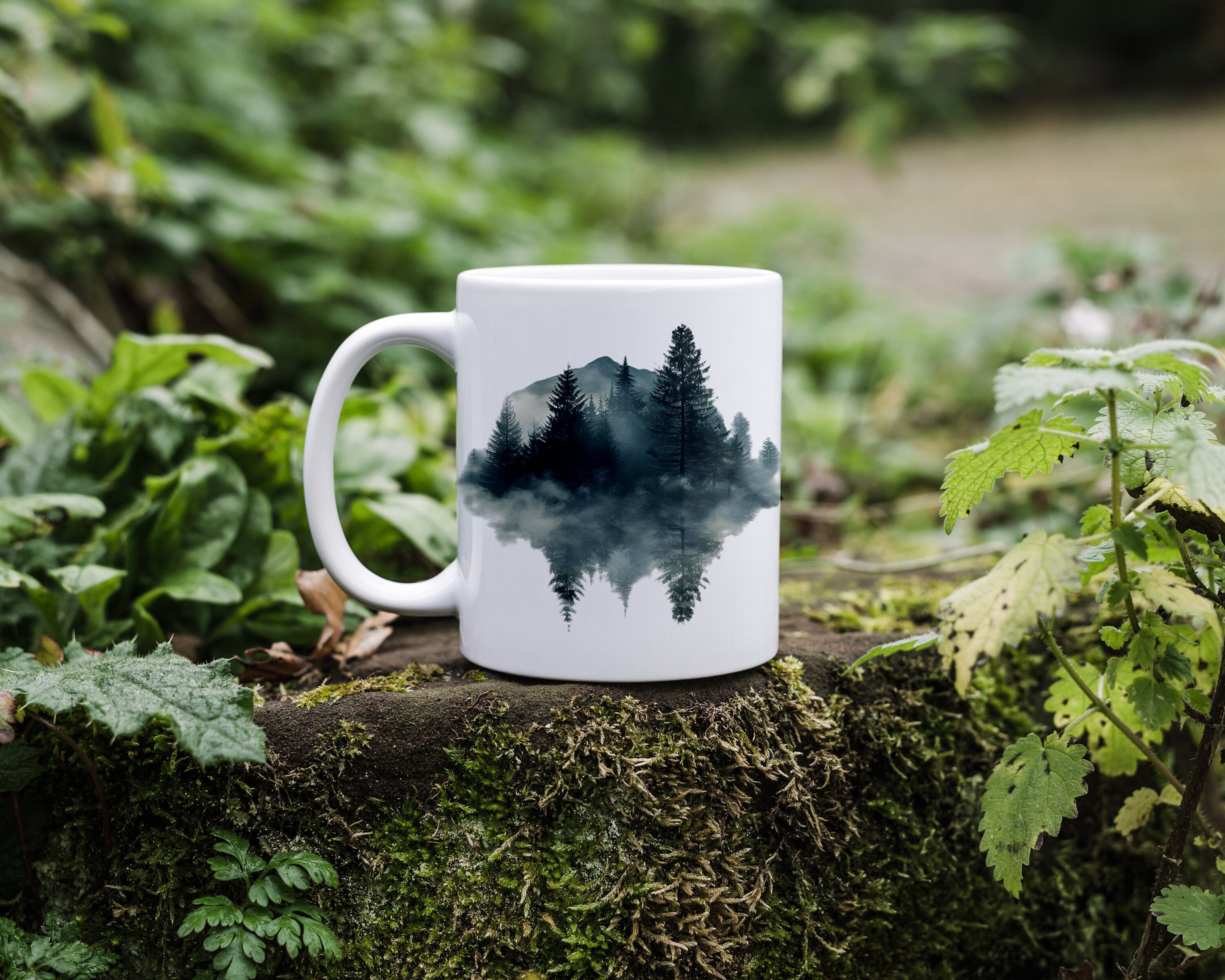 Pine Trees Coffee Mug Nature Lover Gift Ceramic Cup With Forest Design ...