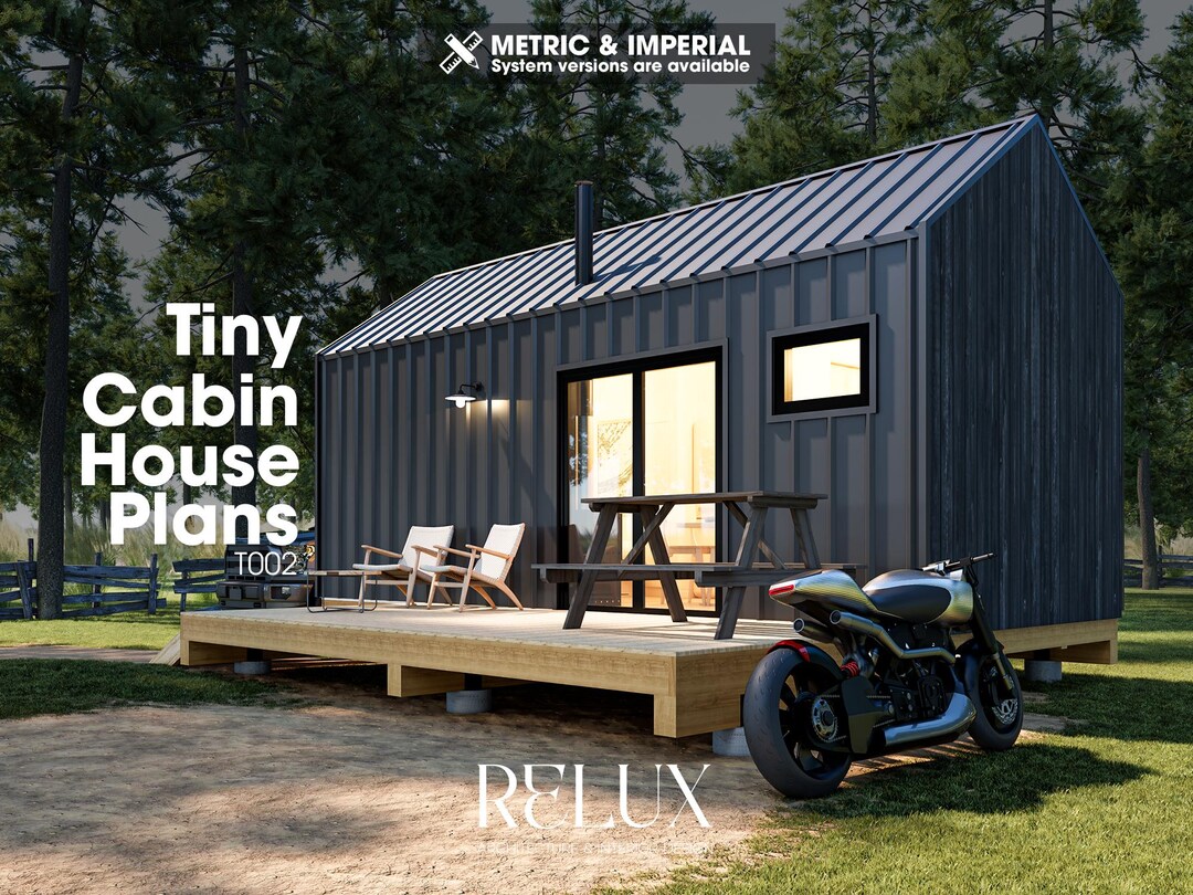 Gable Cabin House, Modern Tiny House, Farm House Architectural Plans, 1 ...
