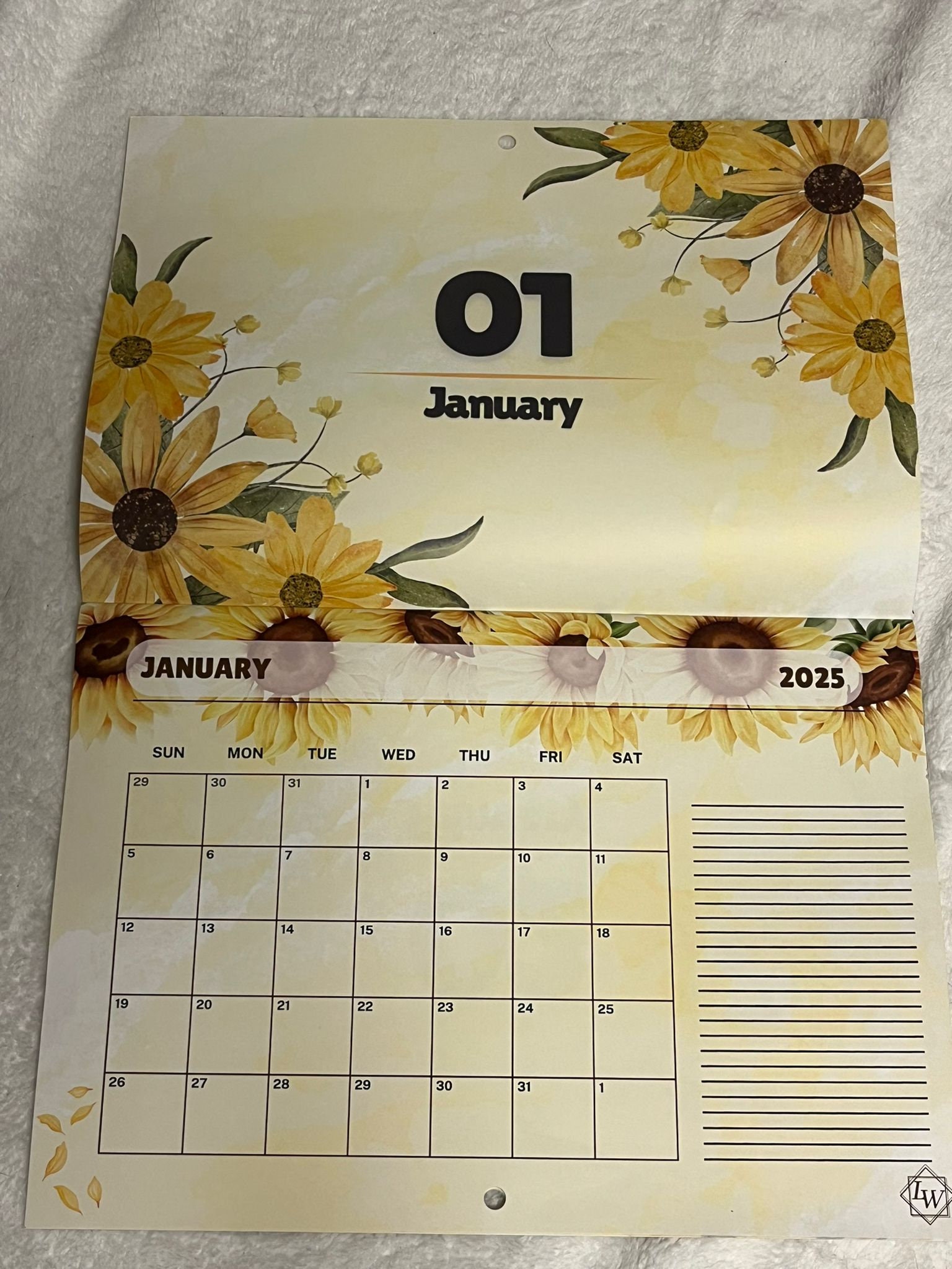 2025 Sunflower Minimalist Art Calendar 3 Elegant Designs Spacious ...