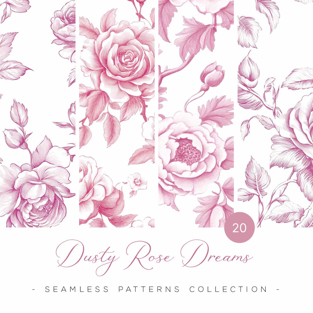 Chinoiserie Floral Seamless Patterns, Vintage Floral Patterns, Dusty ...