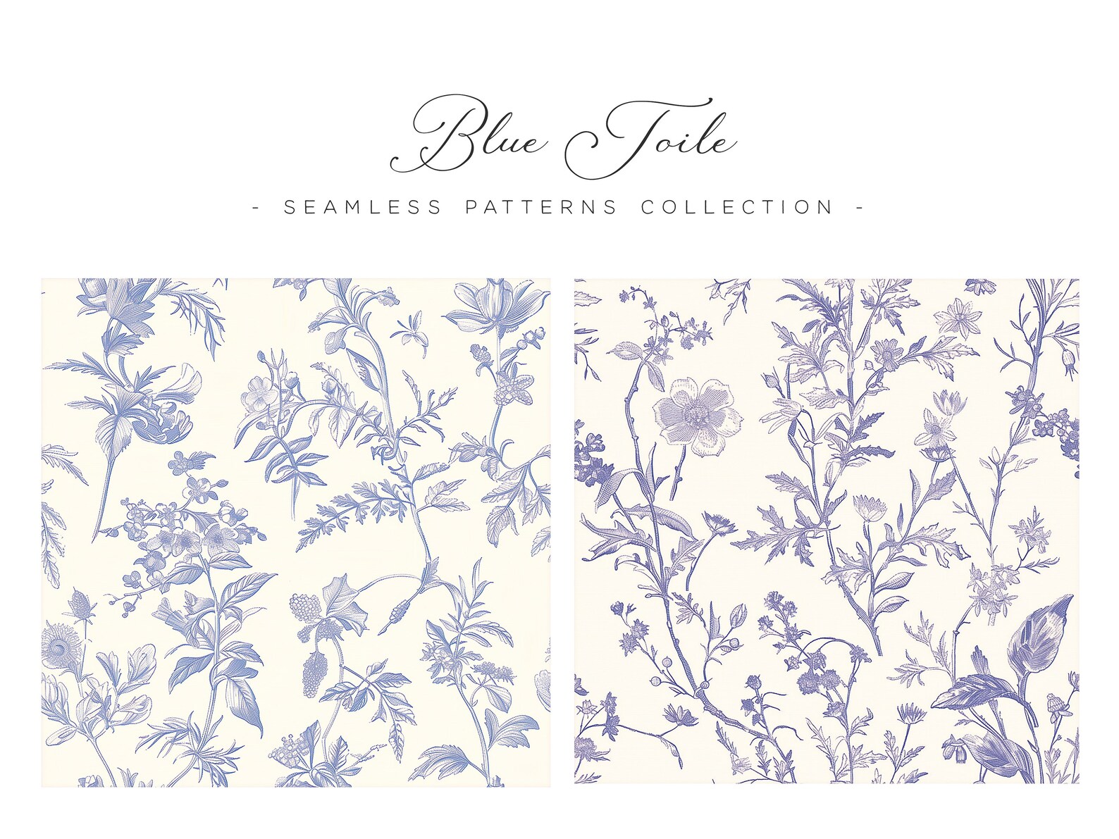 Chinoiserie Wildflower Seamless Patterns, Vintage Floral Patterns ...