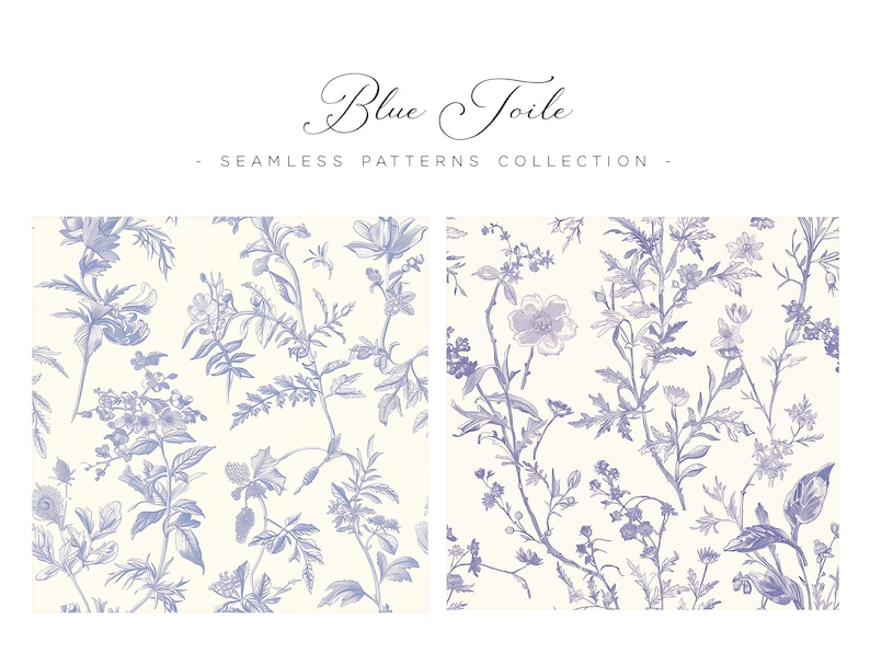 Chinoiserie Wildflower Seamless Patterns, Vintage Floral Patterns ...