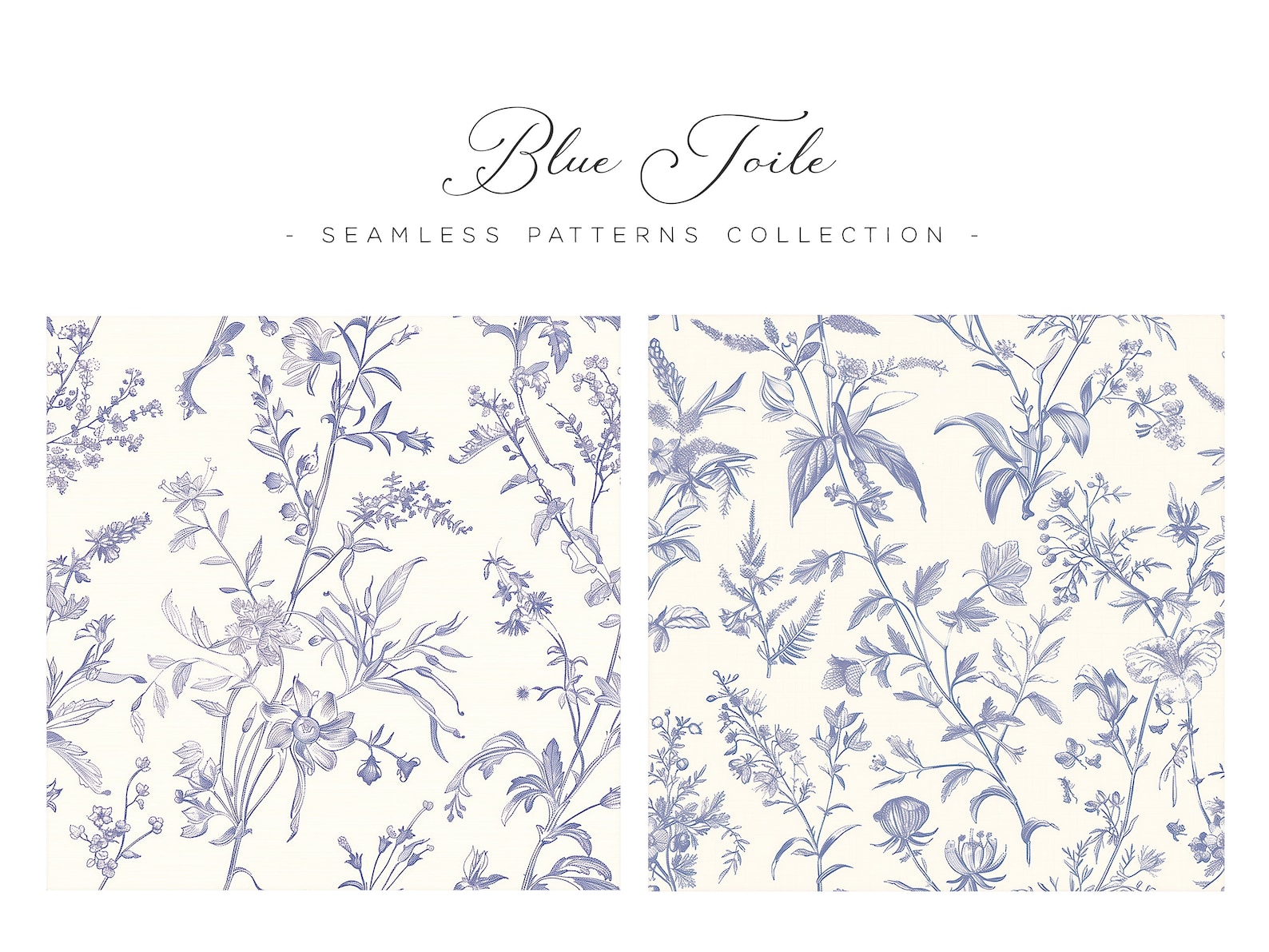 Chinoiserie Wildflower Seamless Patterns, Vintage Floral Patterns ...