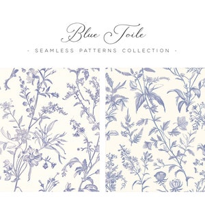 Chinoiserie Wildflower Seamless Patterns: Vintage Floral Digital Papers ...