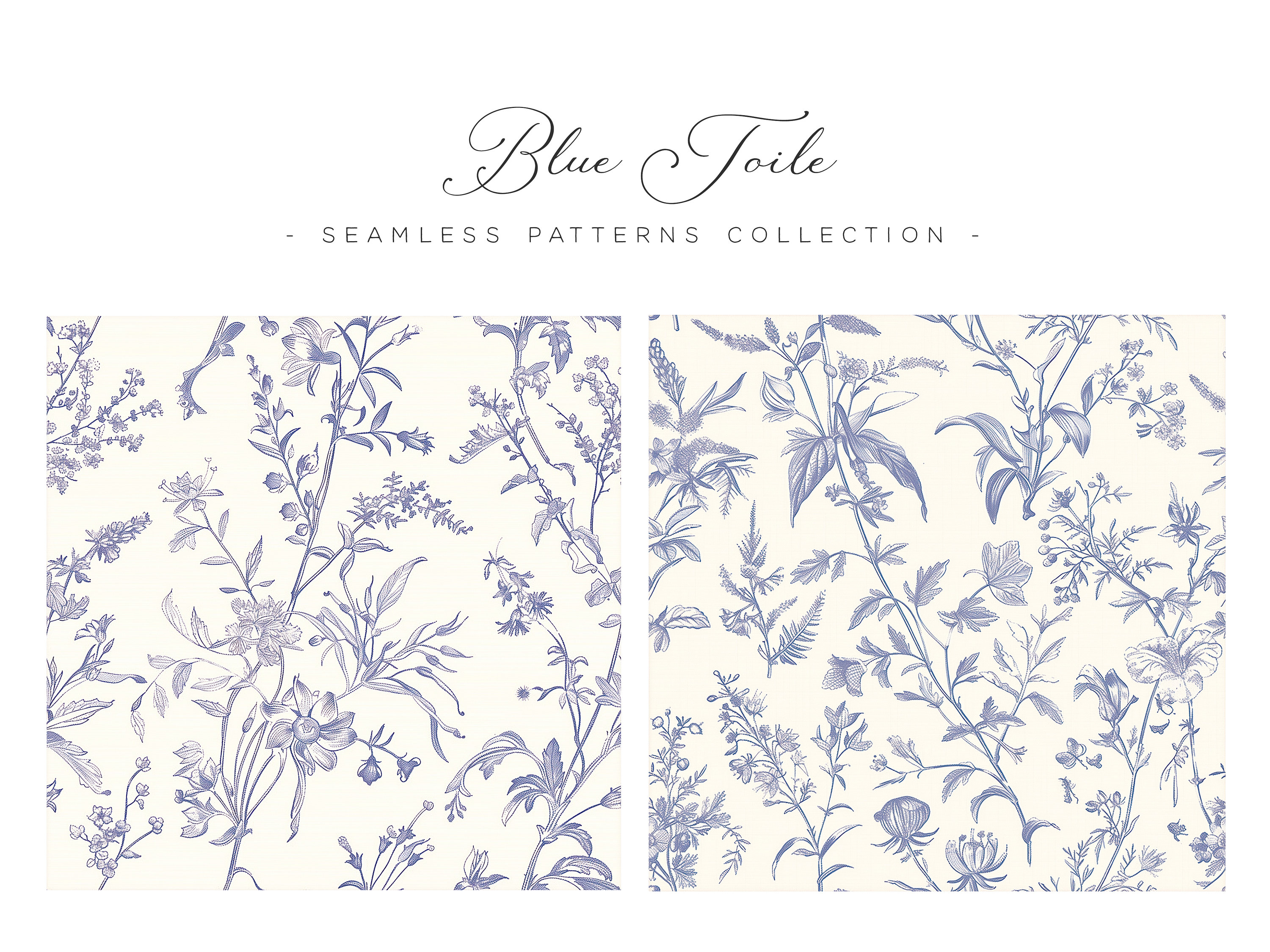 Chinoiserie Wildflower Seamless Patterns: Vintage Floral Digital Papers ...