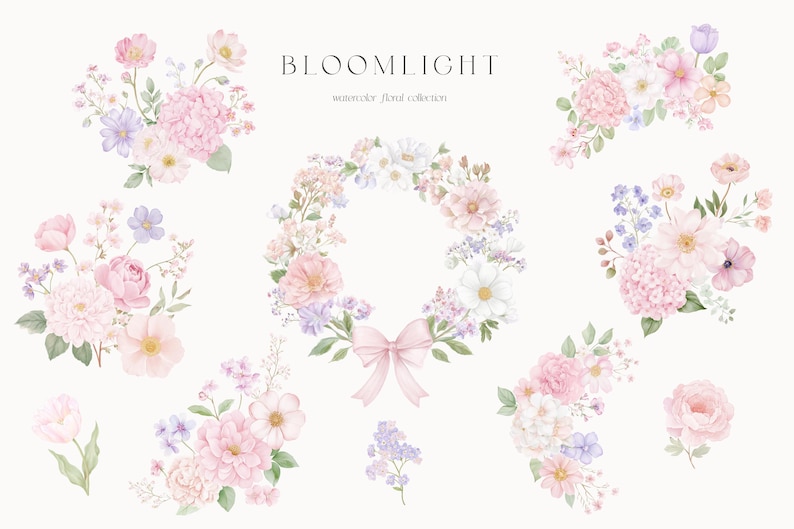 Watercolor Floral Clipart: Pastel Flowers DIY Elements, Floral Wreaths ...