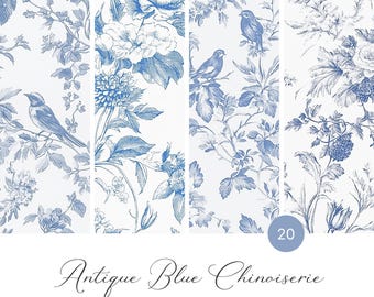 Chinoiserie Wildflower Seamless Patterns, Vintage Floral Patterns ...