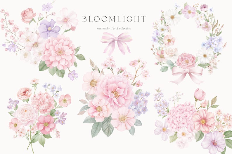 Watercolor Floral Clipart: Pastel Flowers DIY Elements, Floral Wreaths ...