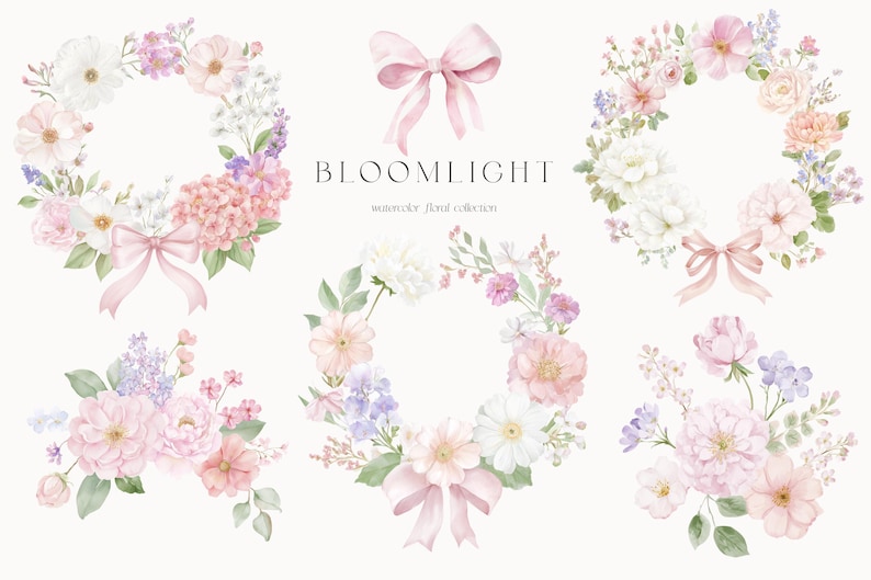 Watercolor Floral Clipart: Pastel Flowers DIY Elements, Floral Wreaths ...