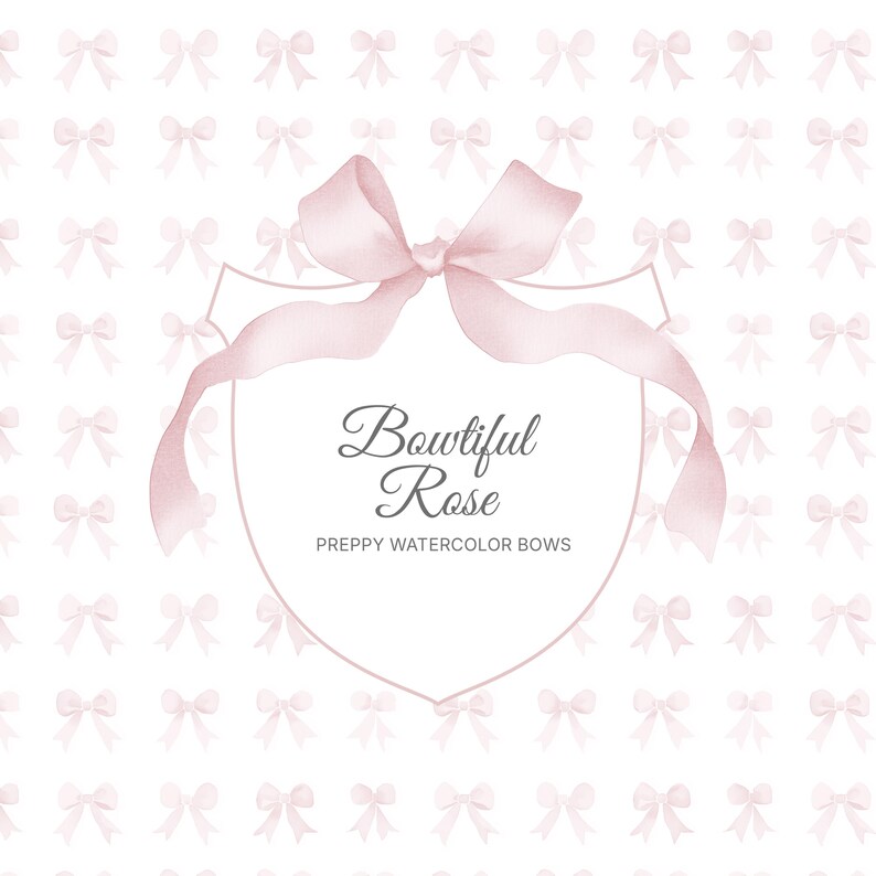 Watercolor Pink Ribbon Clipart: Coquette Bows, Seamless Patterns ...