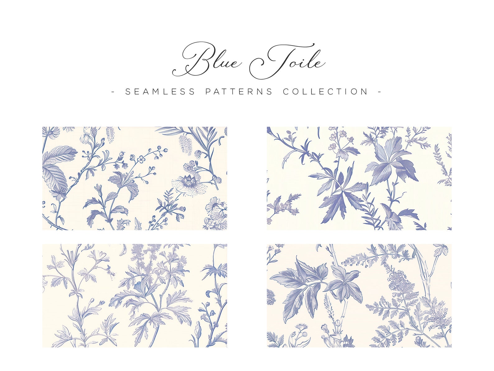 Chinoiserie Wildflower Seamless Patterns, Vintage Floral Patterns ...