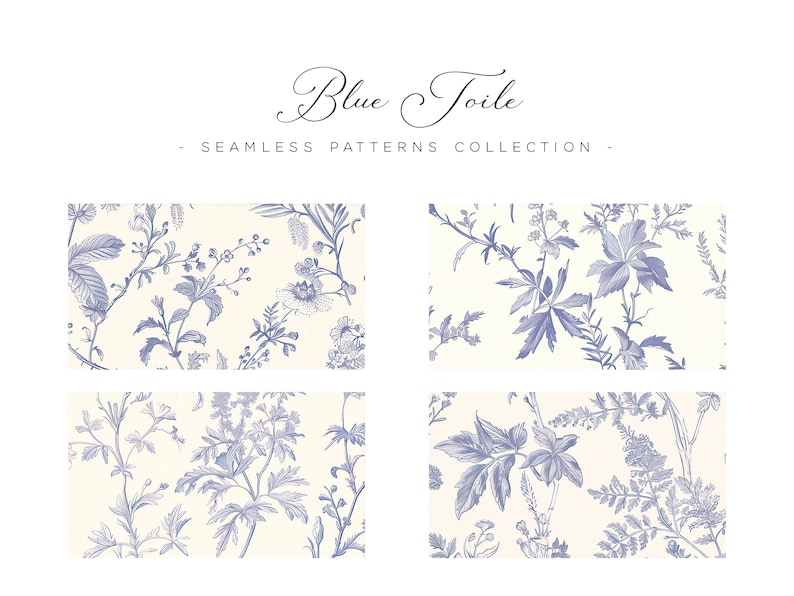 Chinoiserie Wildflower Seamless Patterns: Vintage Floral Digital Papers ...
