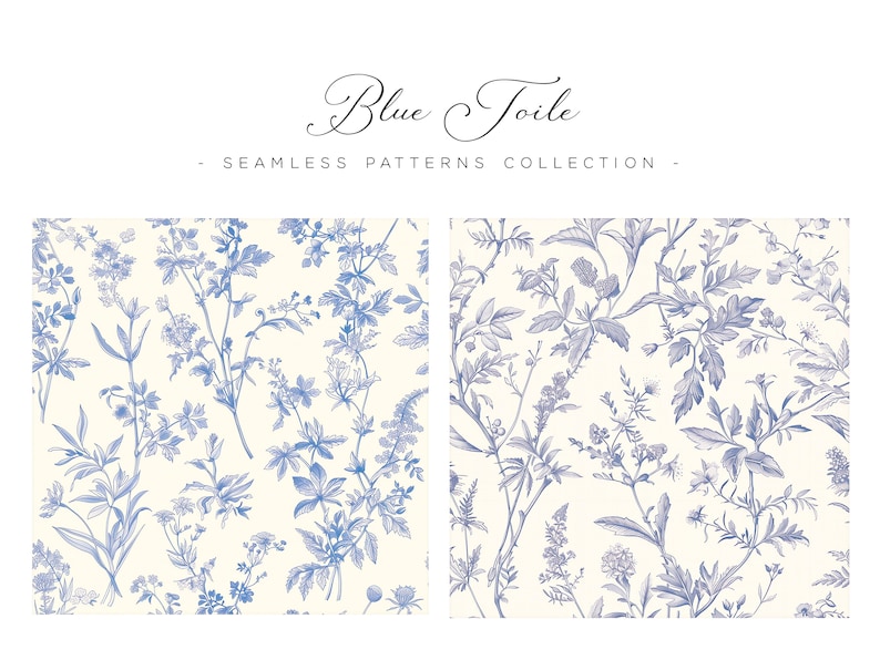 Chinoiserie Wildflower Seamless Patterns: Vintage Floral Digital Papers ...