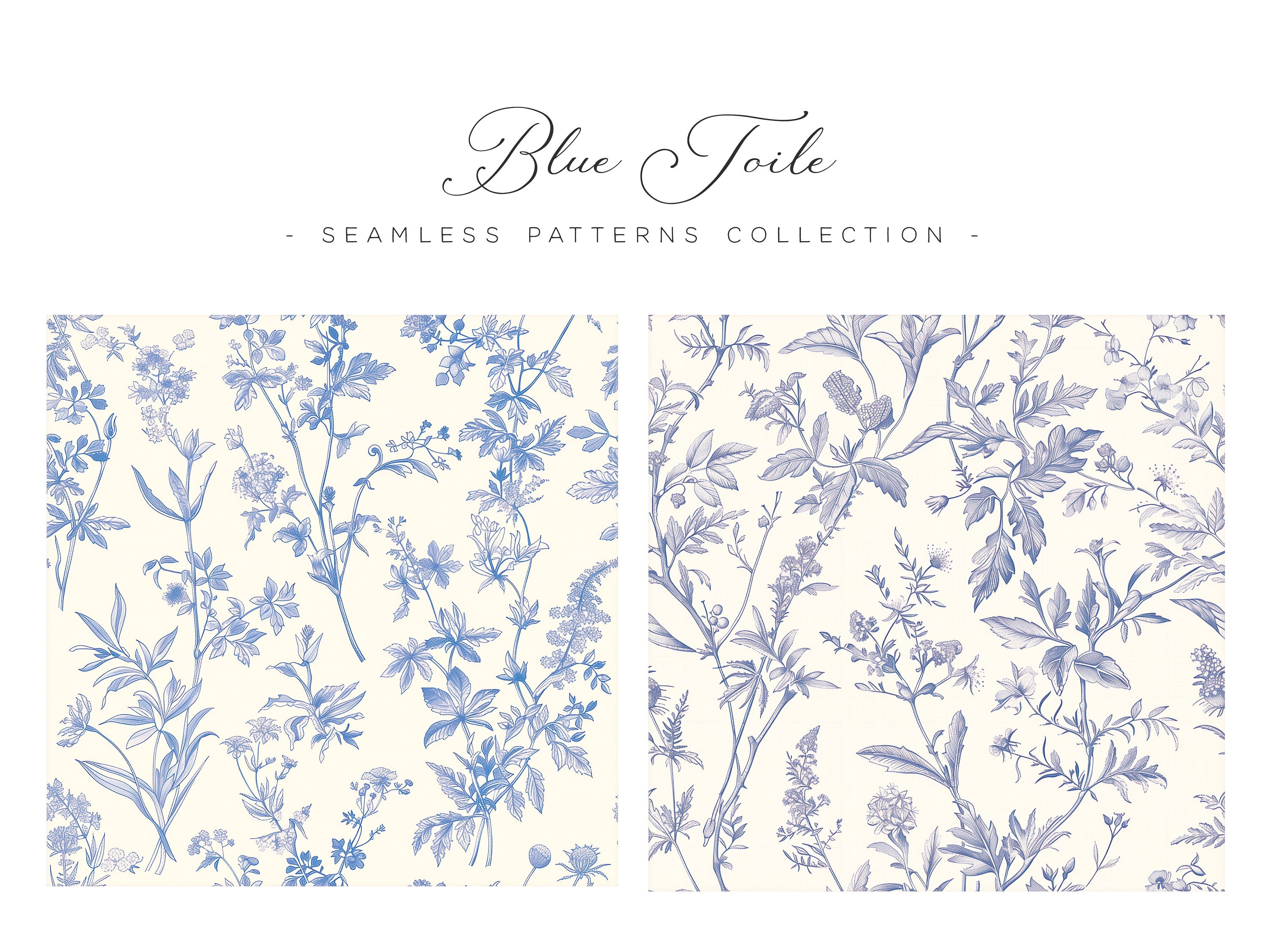 Chinoiserie Wildflower Seamless Patterns: Vintage Floral Digital Papers ...