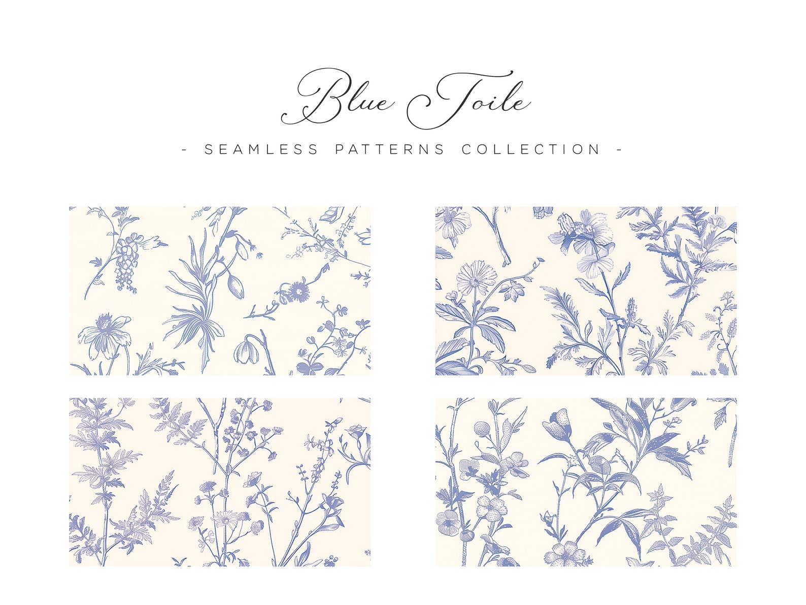 Chinoiserie Wildflower Seamless Patterns, Vintage Floral Patterns ...