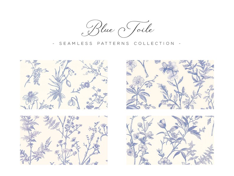 Chinoiserie Wildflower Seamless Patterns, Vintage Floral Patterns ...