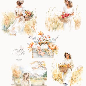 Watercolor Fall Clipart: Rustic Autumn Harvest Scenes (46 PNG) - Etsy