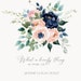 Watercolor Navy and Blush Floral Bouquets Clipart, Watercolor Blush ...