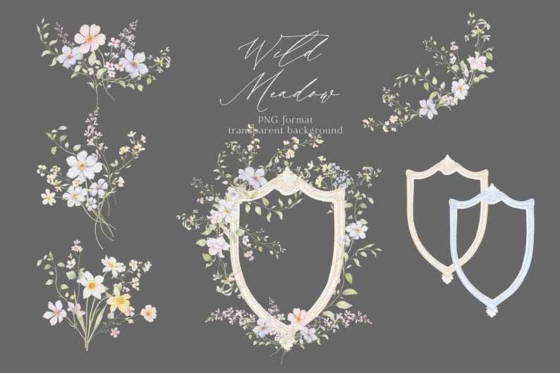 Watercolor Pastel Wildflowers Clipart Set: DIY Floral Elements ...