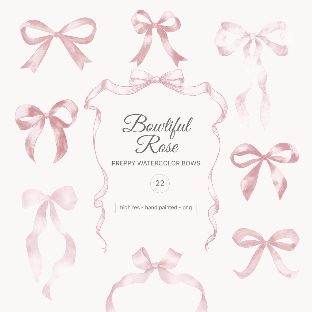 Watercolor Pink Coquette Ribbons Clipart, Coquette Clipart, Simple ...