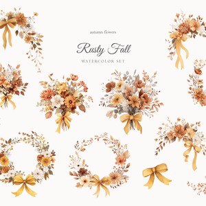 Watercolor Fall Floral Clipart Set: Autumn Wreaths, Bouquets (unlimited ...