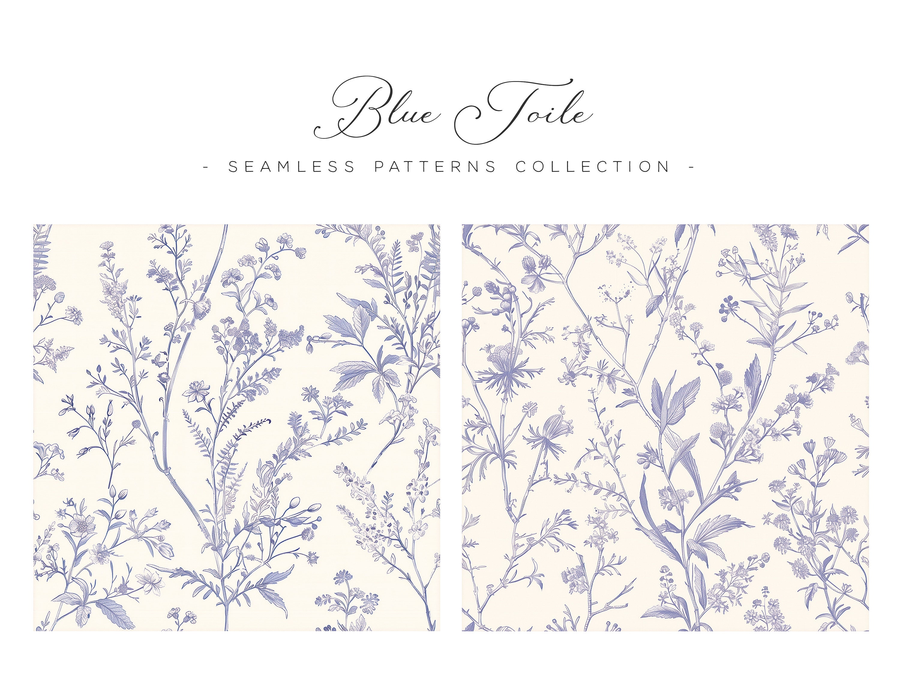 Chinoiserie Wildflower Seamless Patterns, Vintage Floral Patterns ...