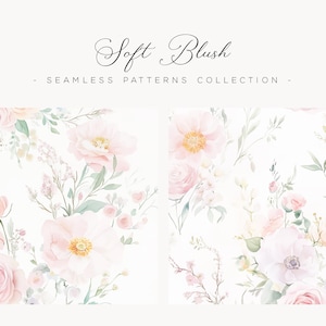 Blush Pink Floral Seamless Patterns: Watercolor Roses (digital Papers ...