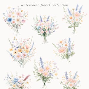 Watercolor Wildflower Bouquet Clipart: Spring & Summer Designs ...