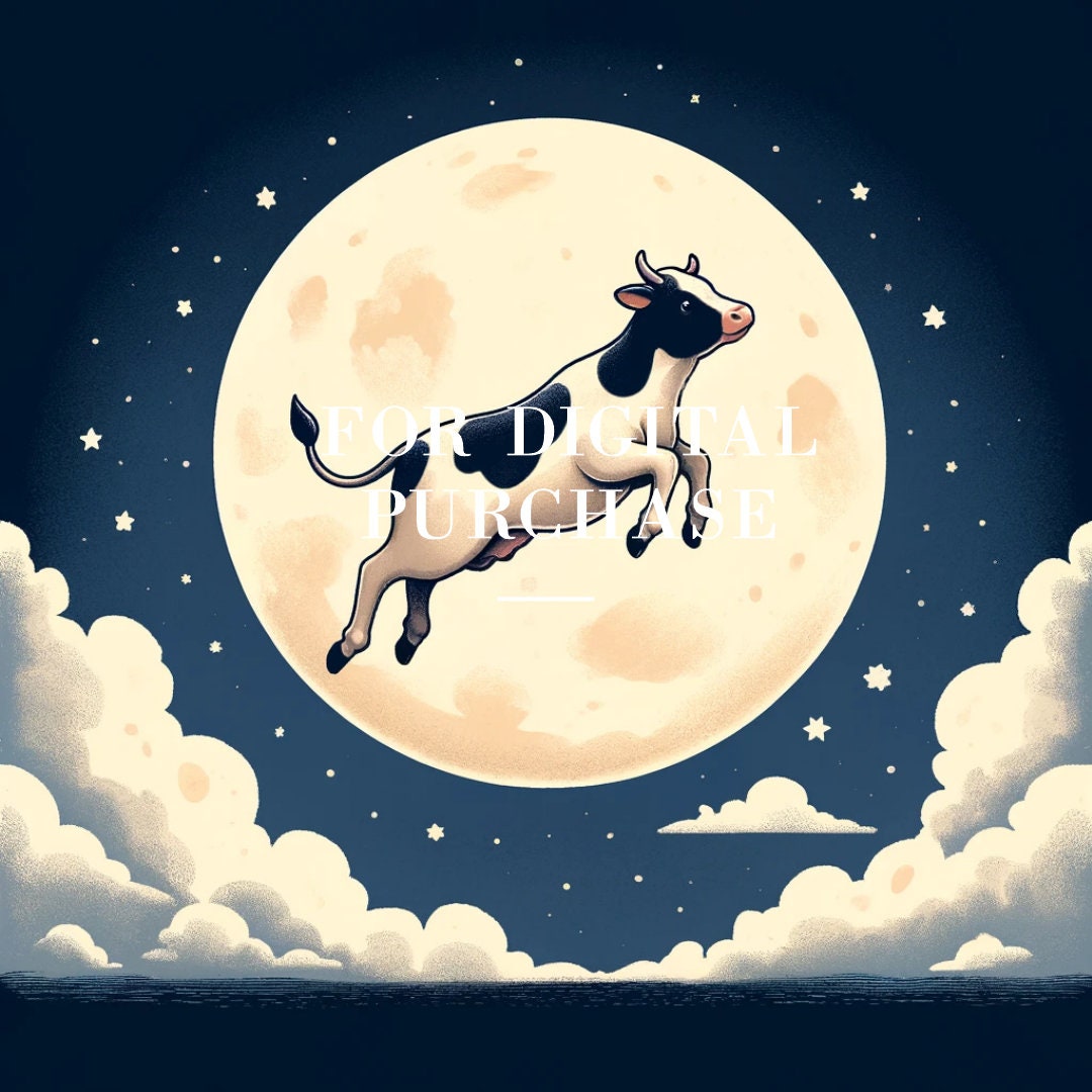 Whimsical Cow Jumping Over the Moon Digital Print - Etsy