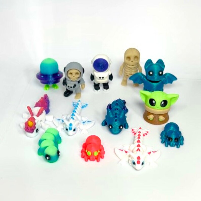 Micro Mini Flexi Animal Figurines Articulating Cute Collectible 3D ...