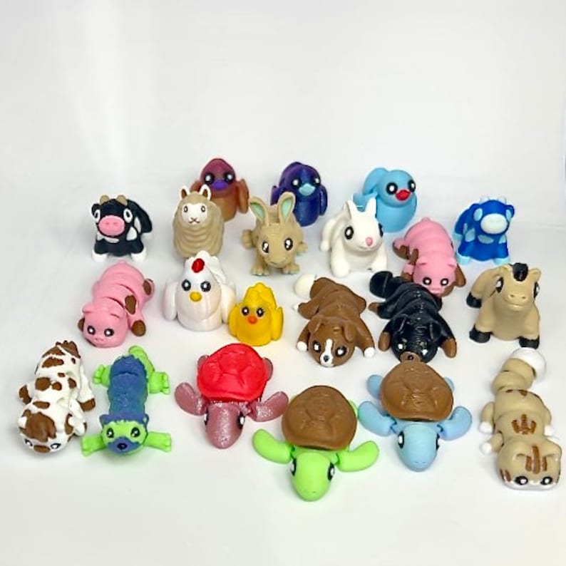 Micro Mini Flexi Animal Figurines Articulating Cute Collectible 3D ...