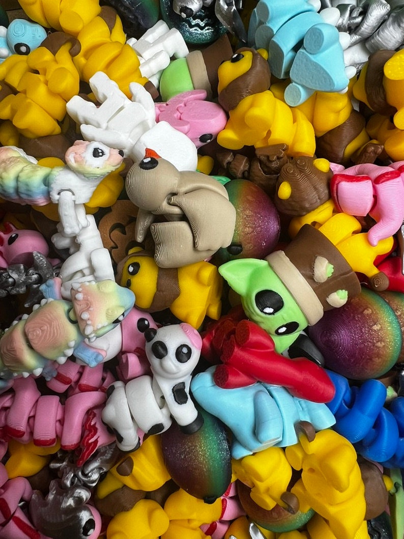 Micro Mini Flexi Animal Figurines Articulating Cute Collectible 3D ...