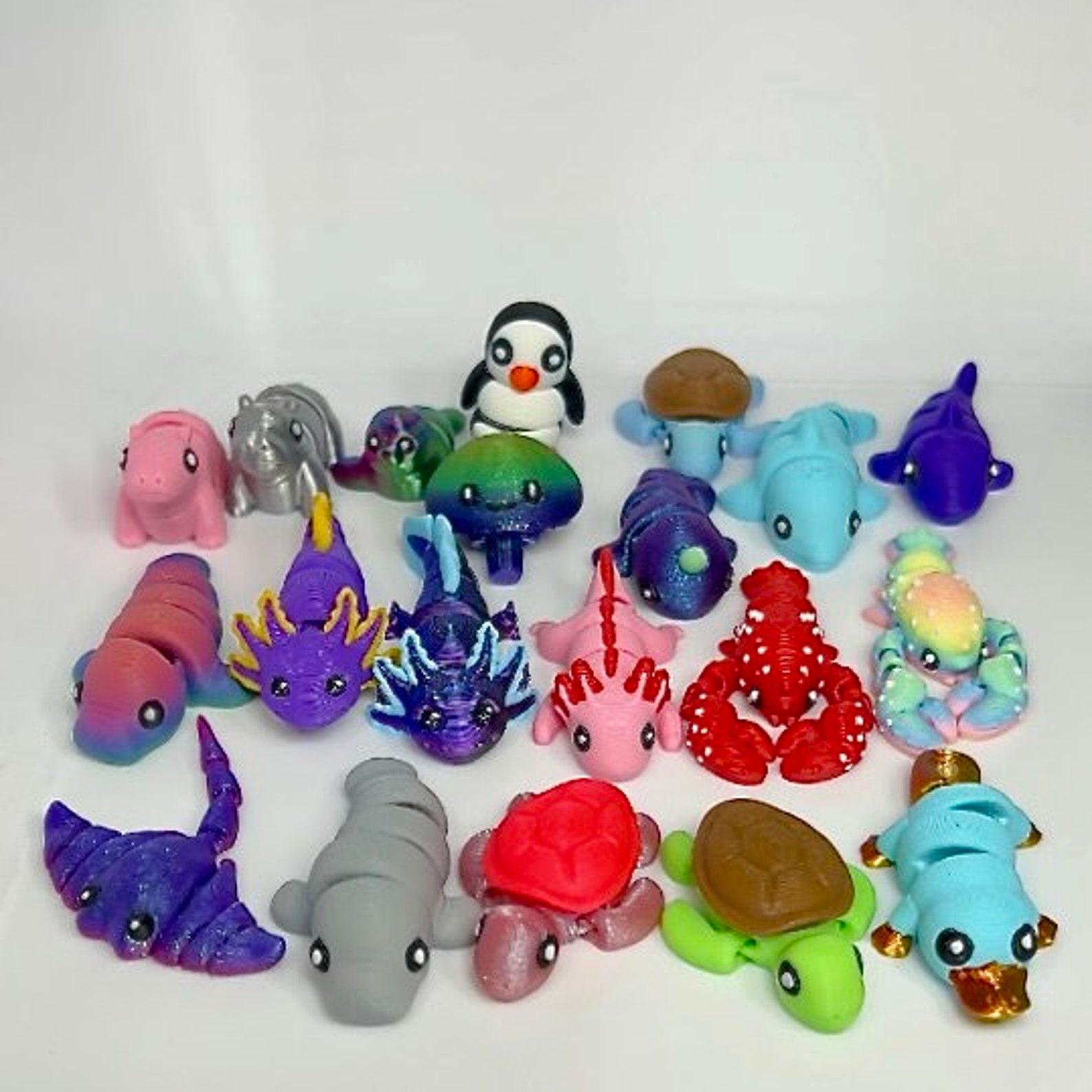 Micro Mini Flexi Animal Figurines Articulating Cute Collectible 3D ...
