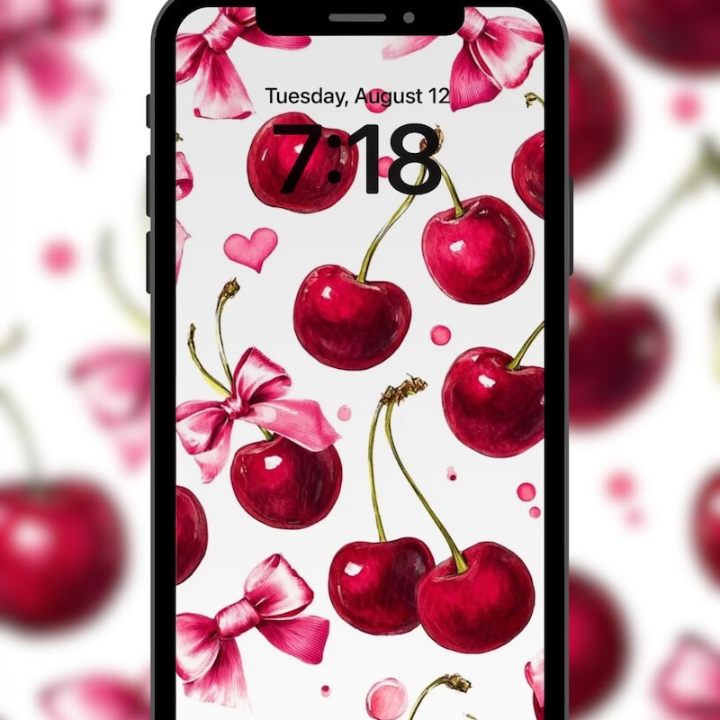 Bow and Cherries Wallpaper - Etsy