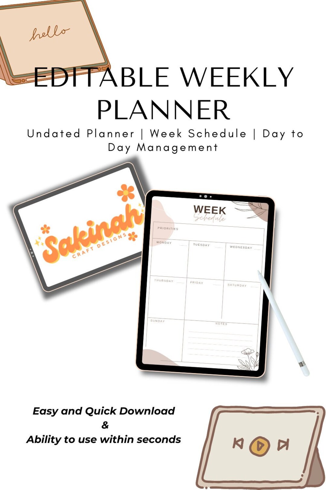 Week Schedule Printable Day to Day Guide Weekly Planner Weekly ...