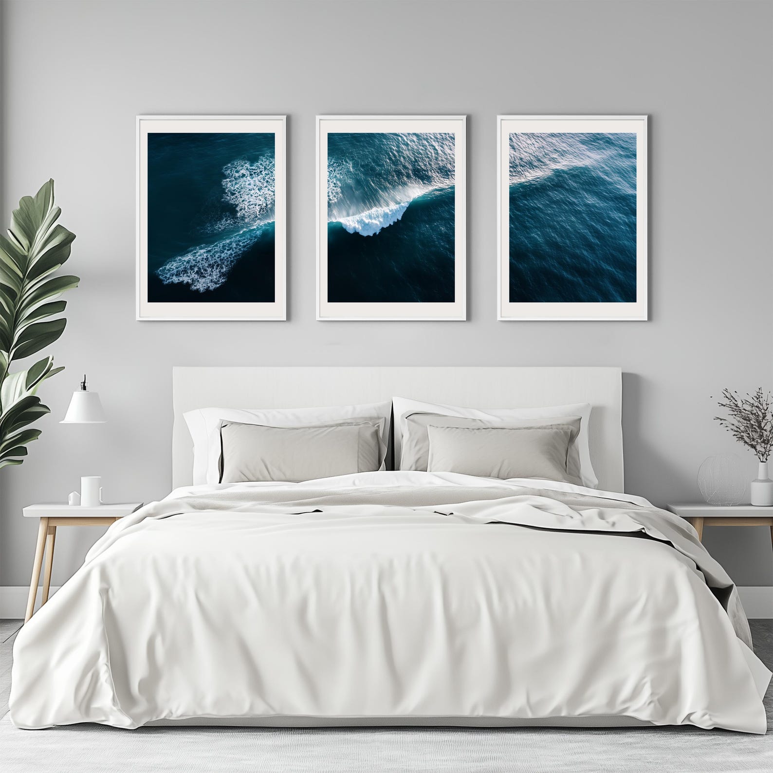Ocean Waves Print Beach Wall Art Set of 3 Ocean Prints Coastal Modern ...