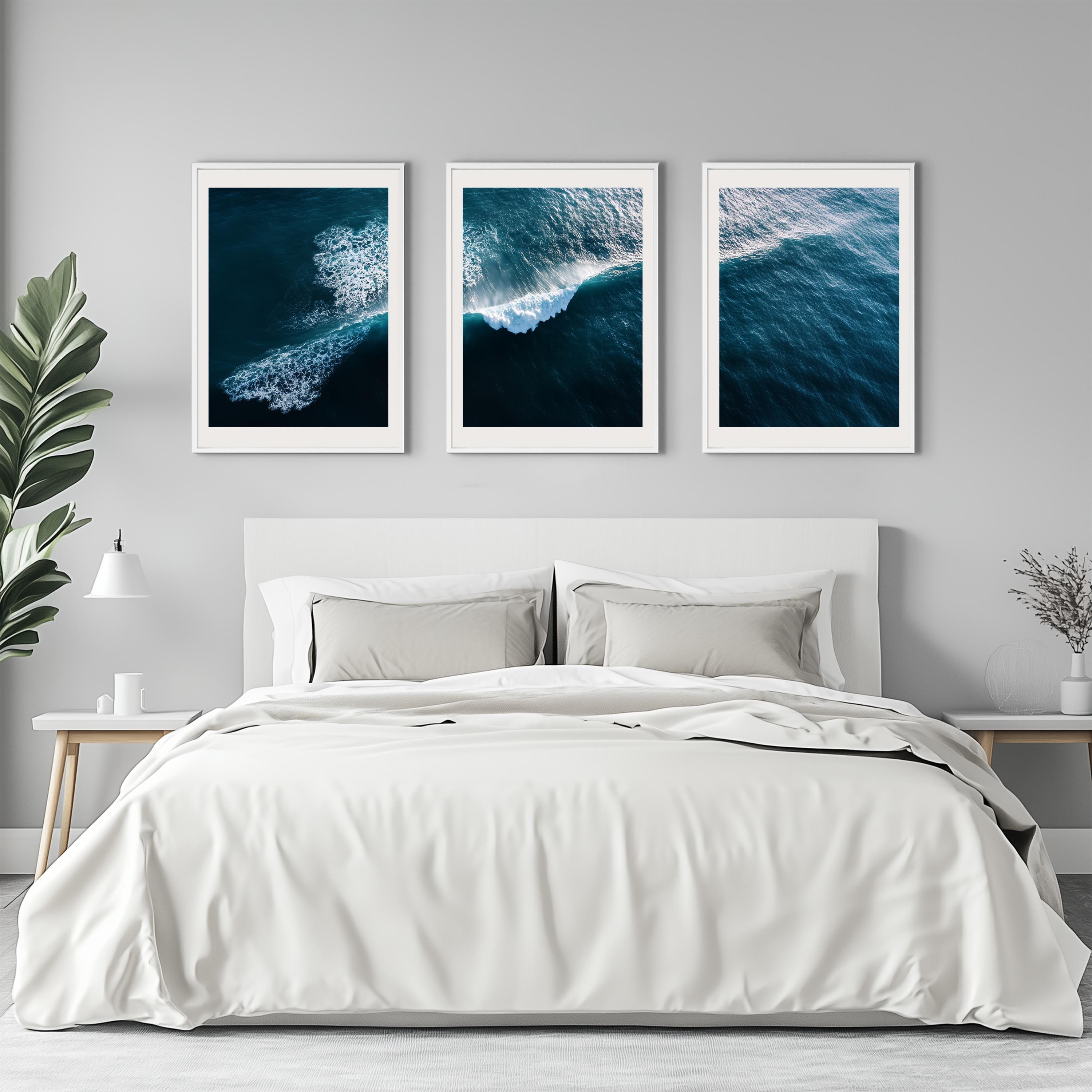 Ocean Waves Print Beach Wall Art Set of 3 Ocean Prints Coastal Modern ...