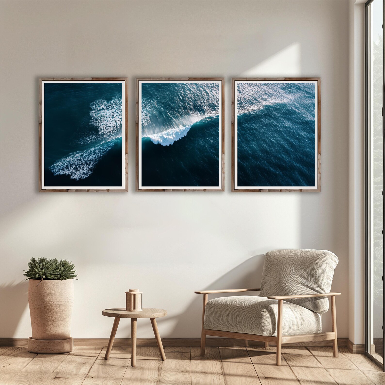 Ocean Waves Print Beach Wall Art Set of 3 Ocean Prints Coastal Modern ...