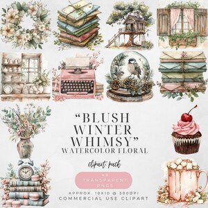 Blush Winter Whimsy Digital Clip Art Romantic Winter Cottagecore Clip ...