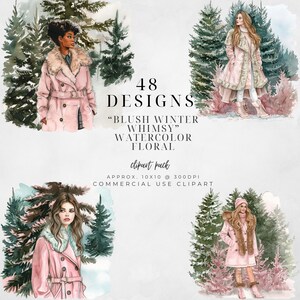 Blush Winter Whimsy Digital Clip Art Romantic Winter Cottagecore Clip ...