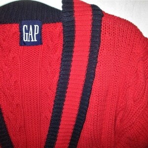 Vintage 80s Gap Red Cotton Preppie Knit Cardigan Sweater M - Etsy