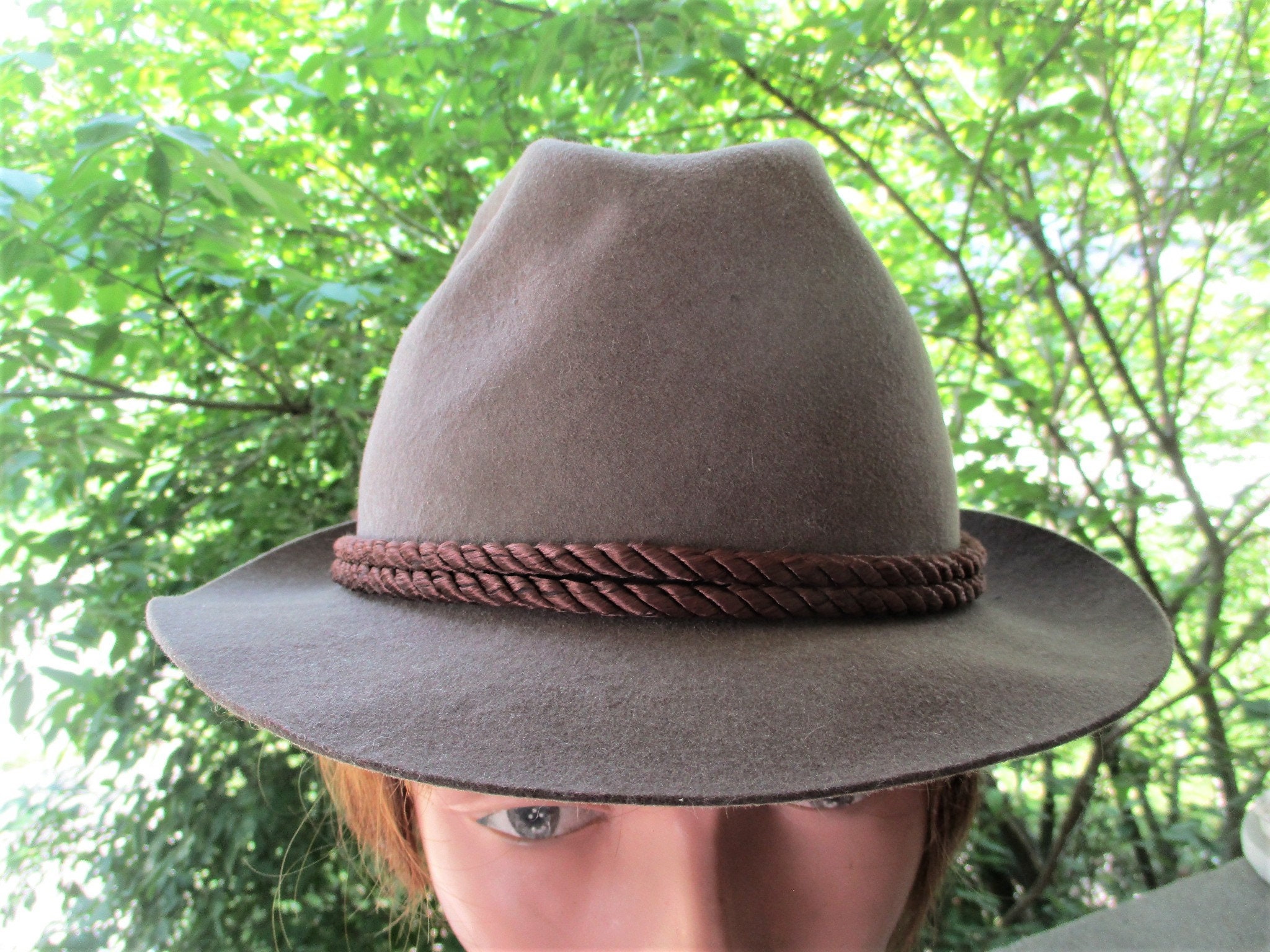 Vintage 80s Gray Felt Pedigree Large Hat Fedora Hiking - Etsy