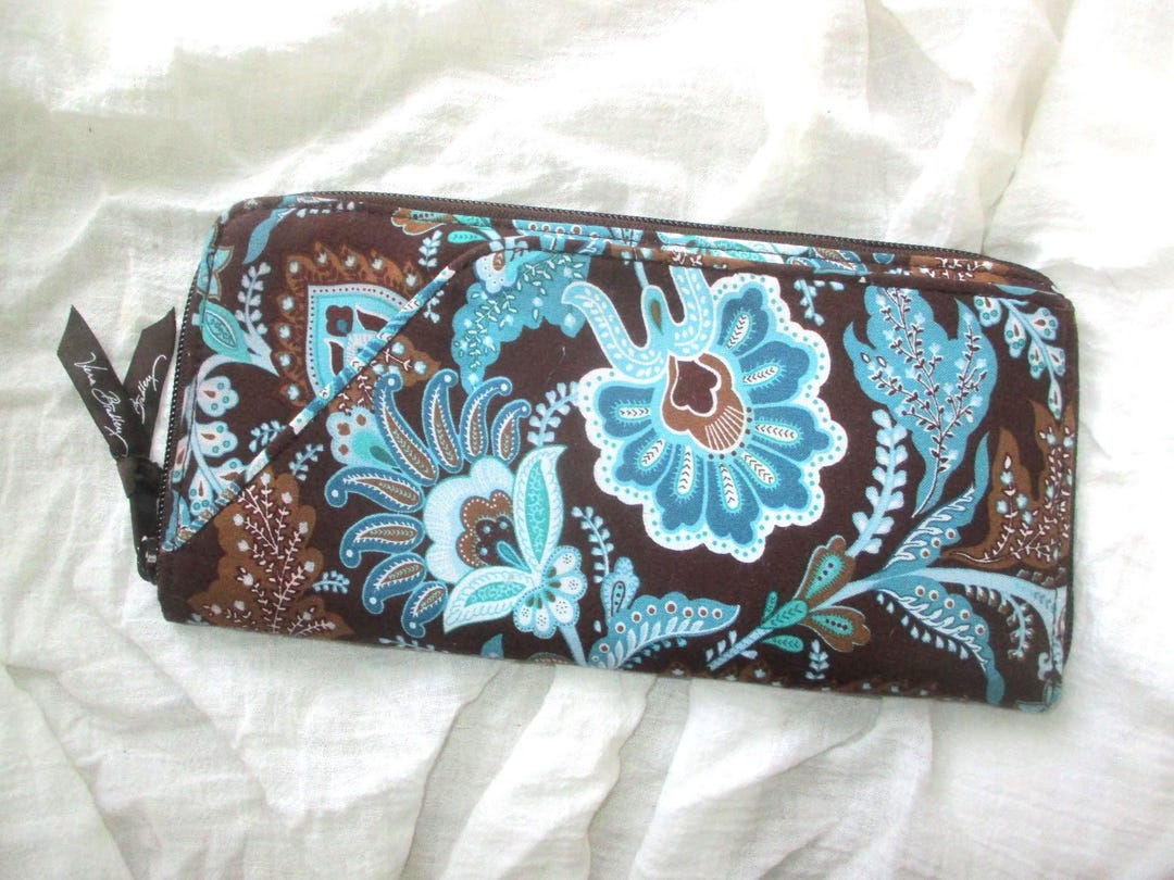 Vintage 00s Vera Bradley Java Blue Brown Travel Organizer Wallet Bifold ...